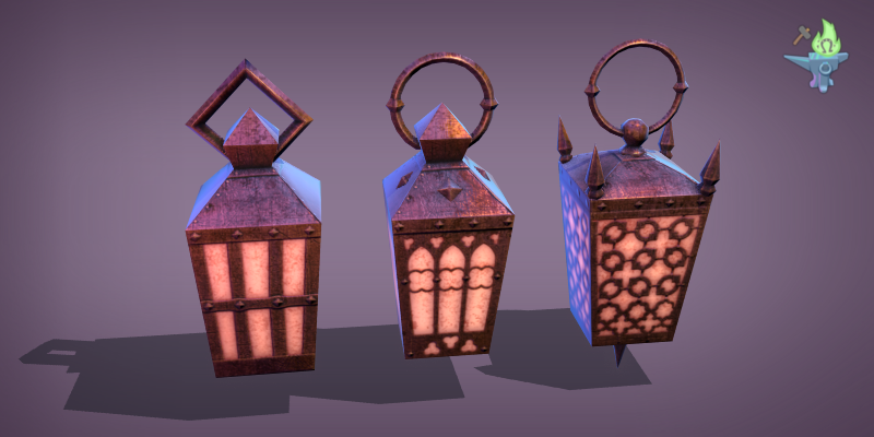 6 Hand Lanterns set - Blender Market