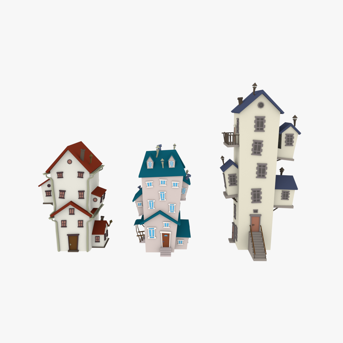 LowPoly Cartoon Houses Pack - Blender Market