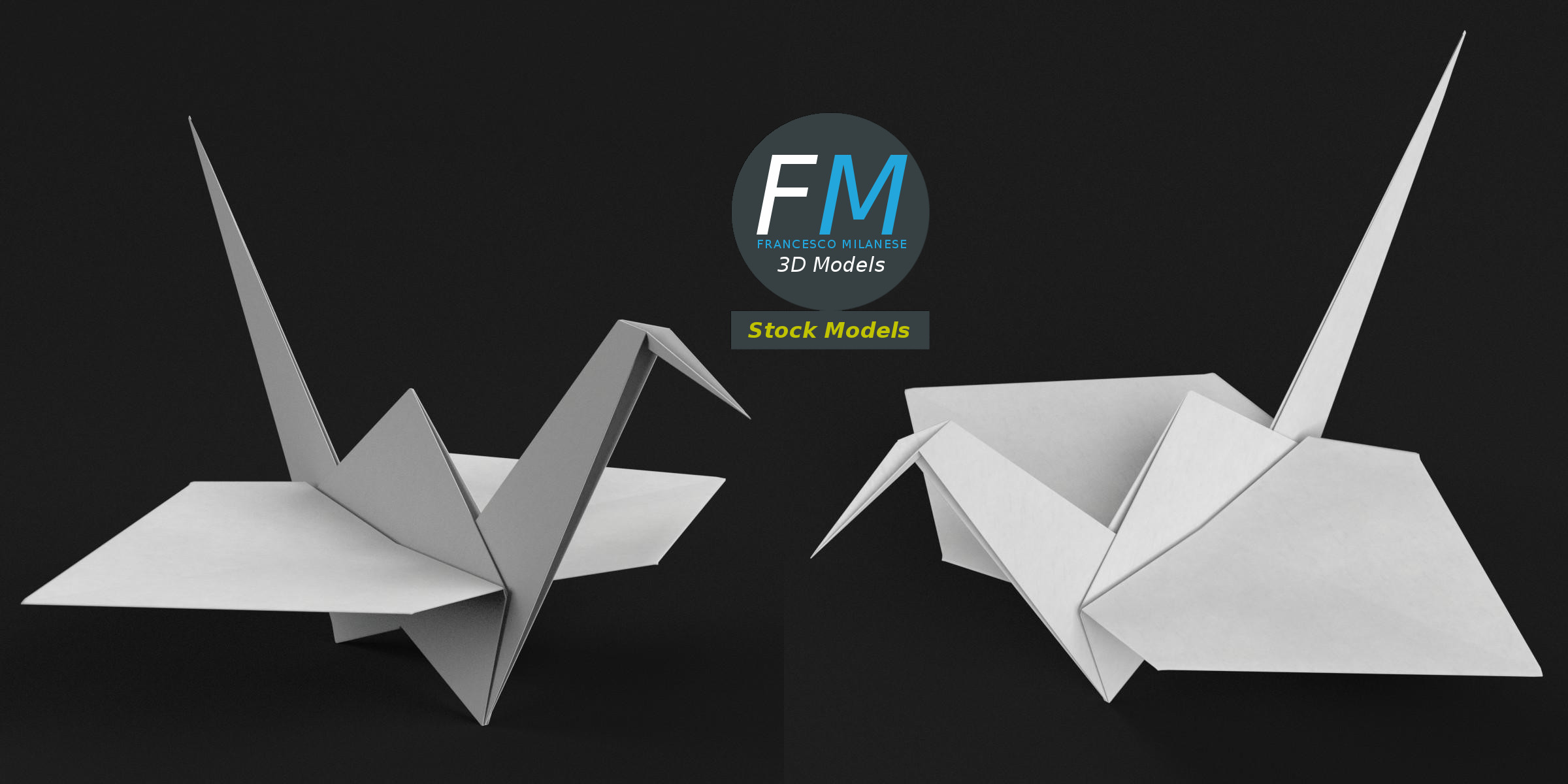Origami paper crane - Blender Market