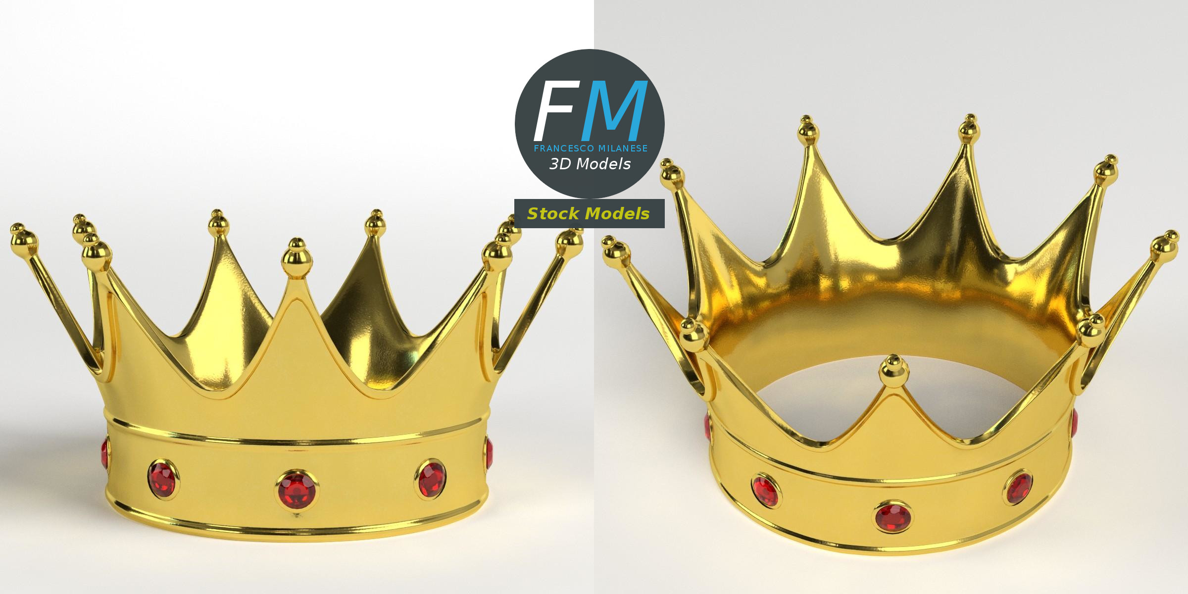 Gold crown with gems 2 - Blender Market
