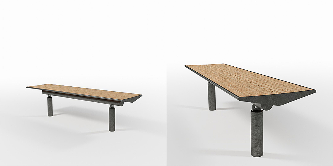 Wood And Steel Outdoor Bench - Blender Market
