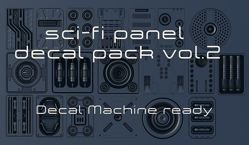 Scifi alpha decal panel pack v.2 - Decal Machine ready - Blender Market
