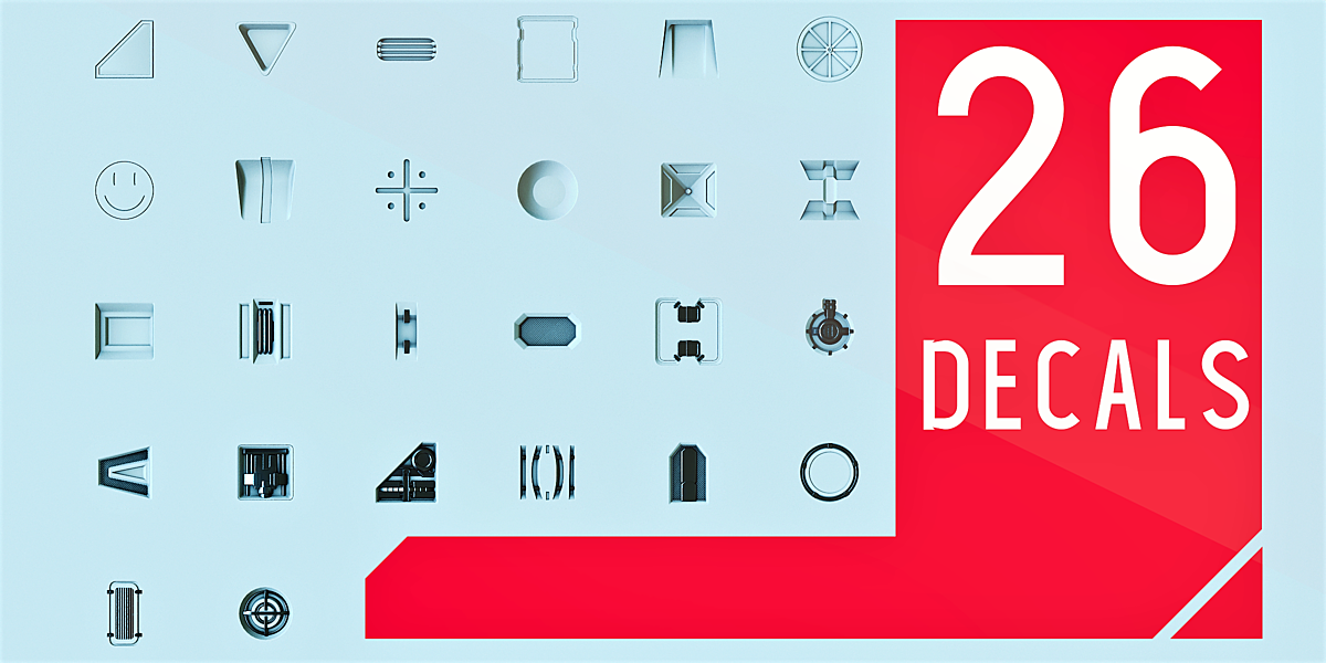 26x Decals for Hardsurface Modeling - Blender Market