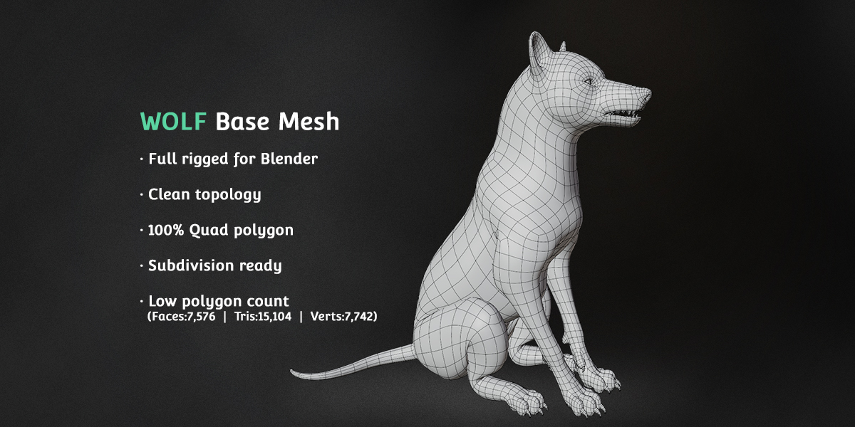 Wolf Base Mesh - Blender Market