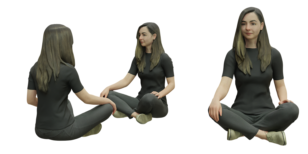 Human - Model Sitting girl in black - 3d Photoscanned people - Blender ...