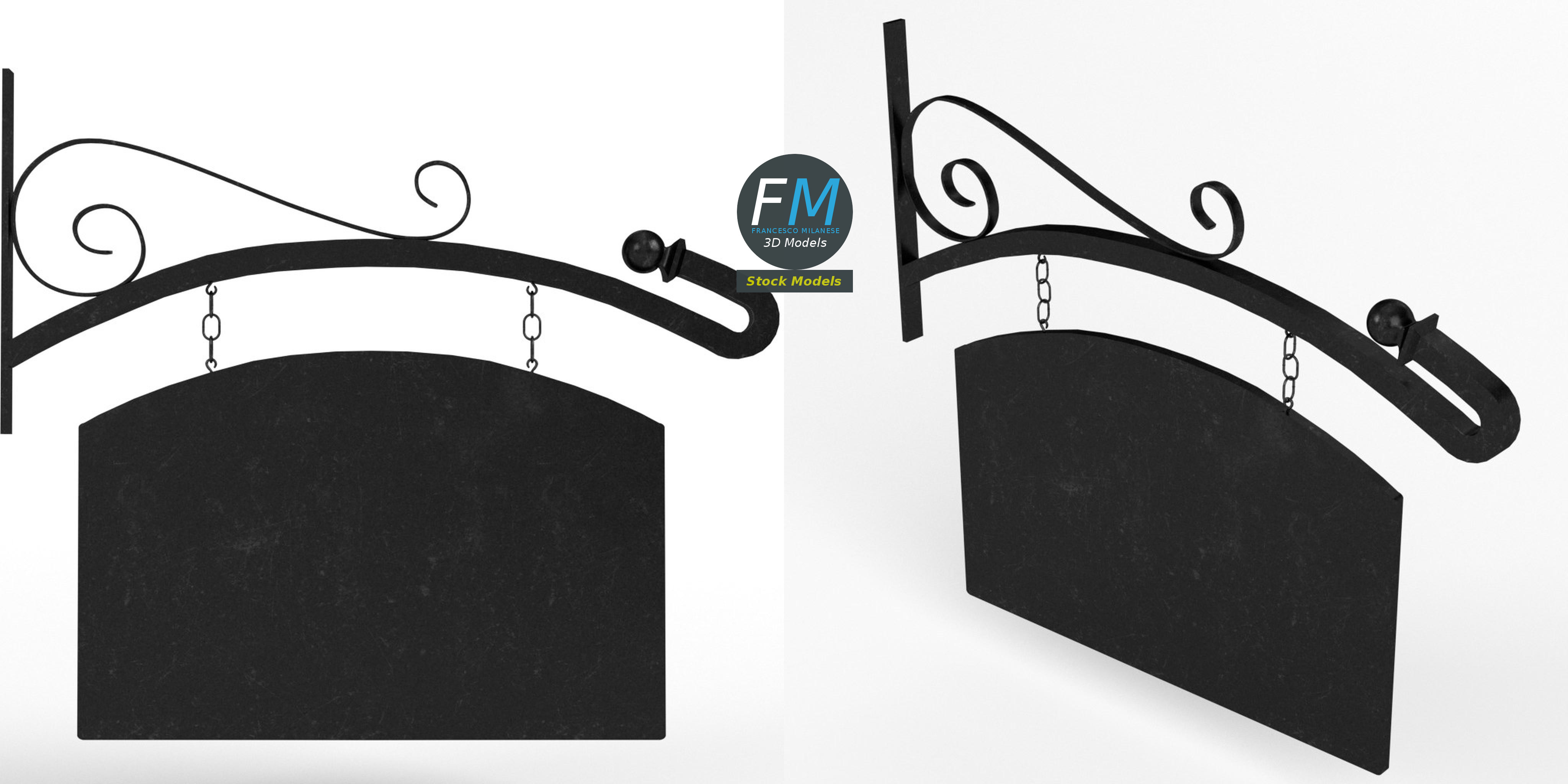 Curved hanging sign - Blender Market