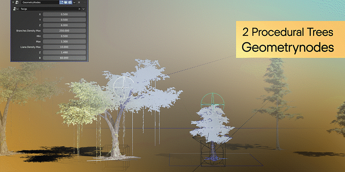 Procedural Trees using Geometrynodes - Blender Market