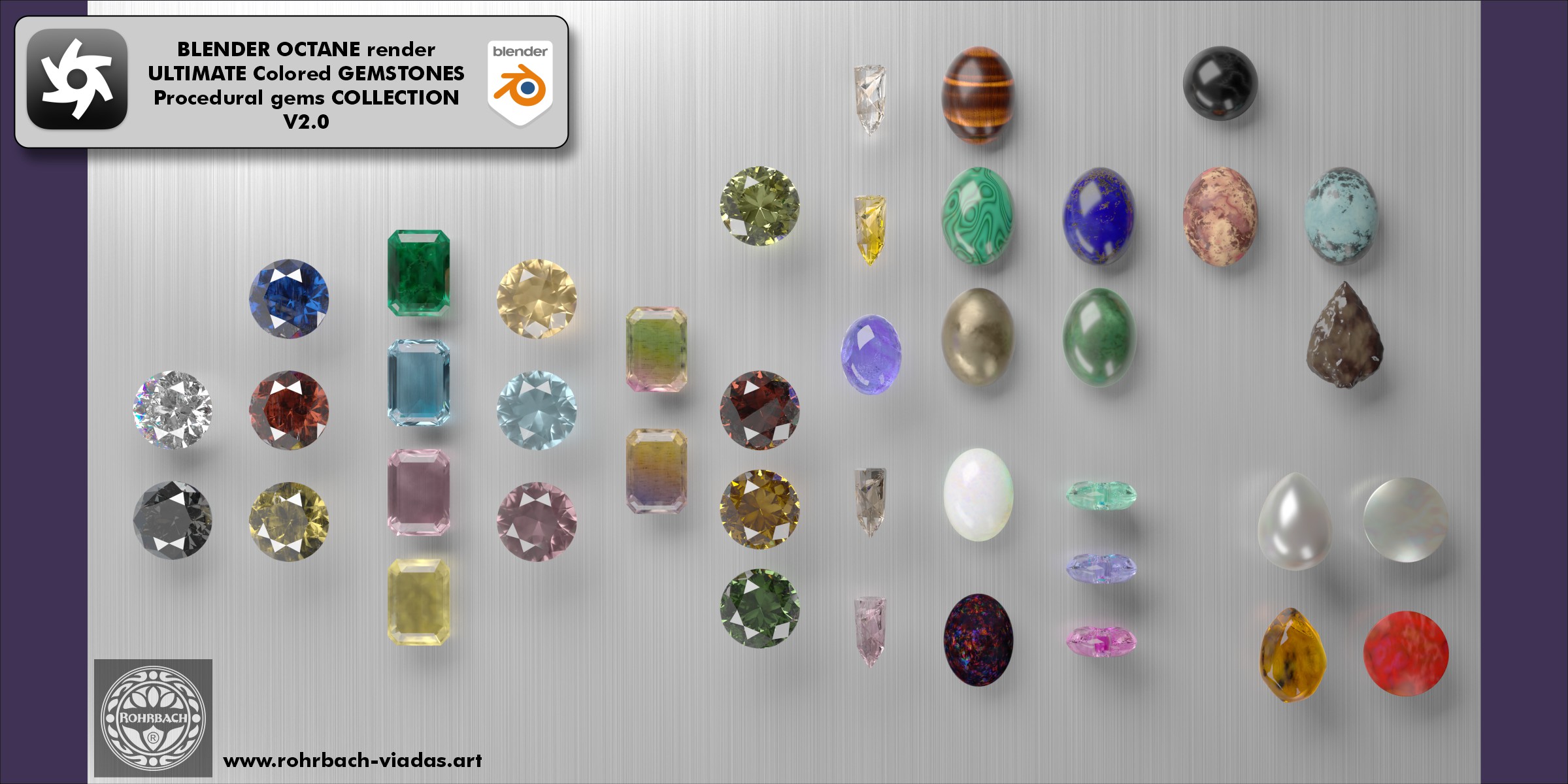 OCTANE render ULTIMATE GEMS V2.0 Procedural gems COLLECTION - Blender ...