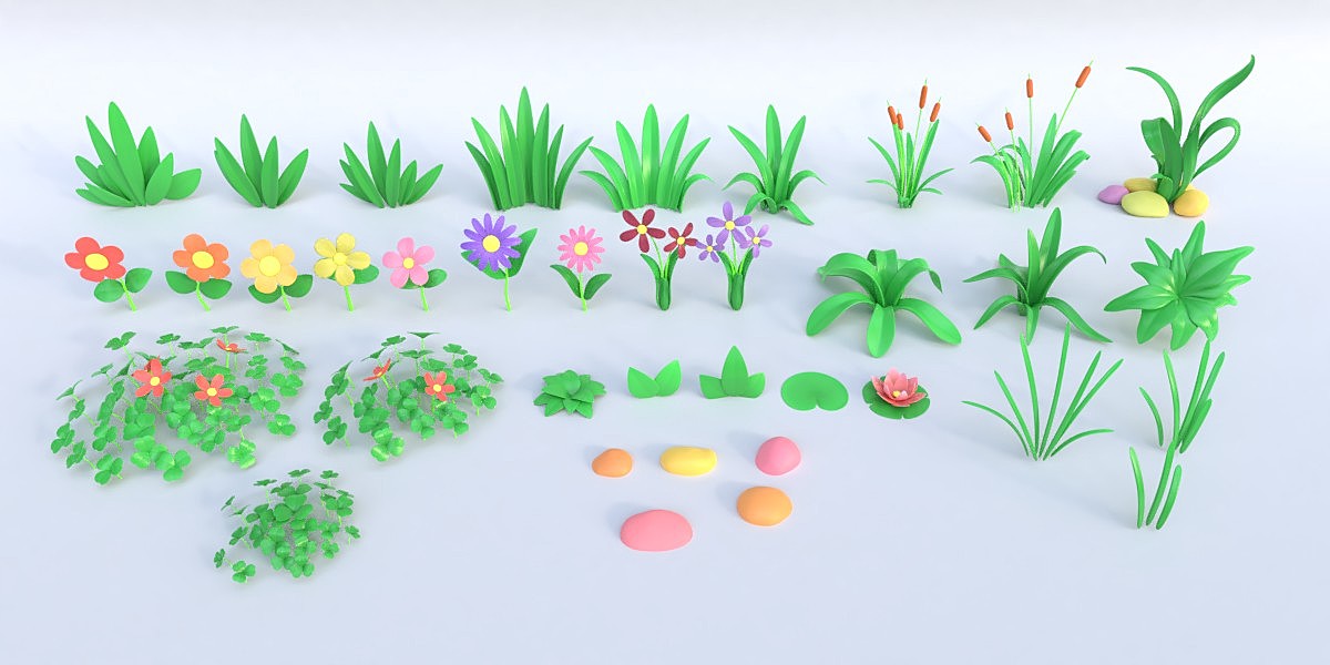 Stylized Plants Pack - Blender Market