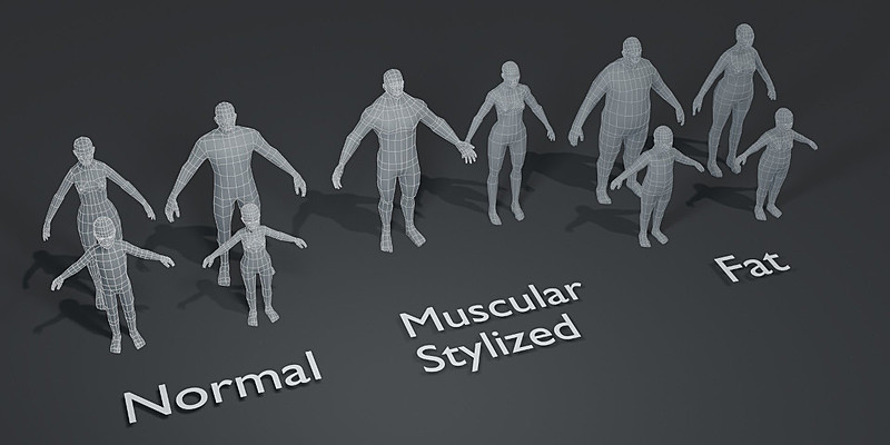 Human Body Base Mesh 10 3D Models Pack 1000 Polygons - Blender Market