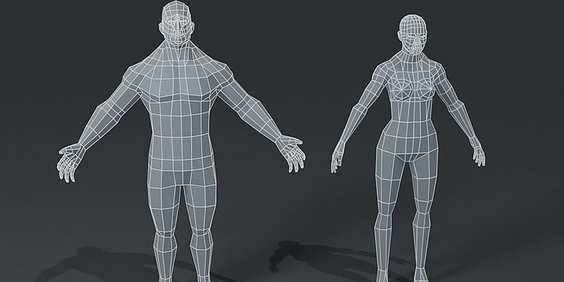 Muscular Human Body Base Mesh 3D Model Pack 1000 Polygons - Blender Market