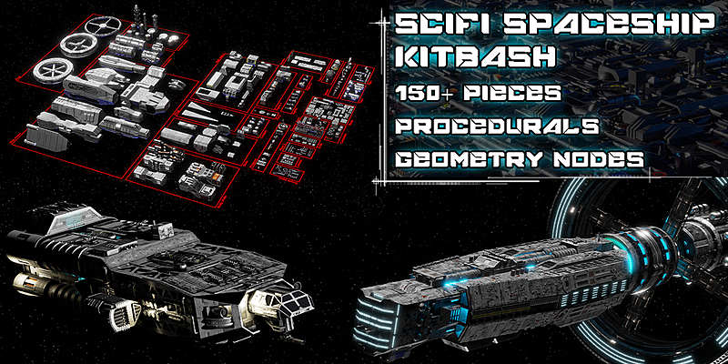 Scifi Spaceship Kitbash - Blender Market