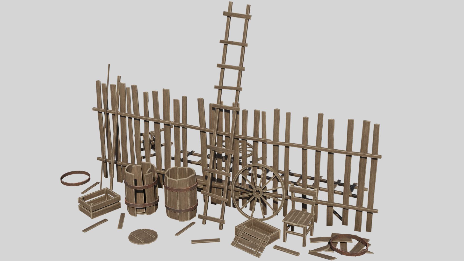 Modular Wooden Props - Blender Market