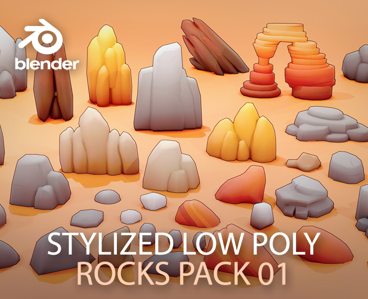 Stylized Low Poly Rocks Pack 01 - Blender Market