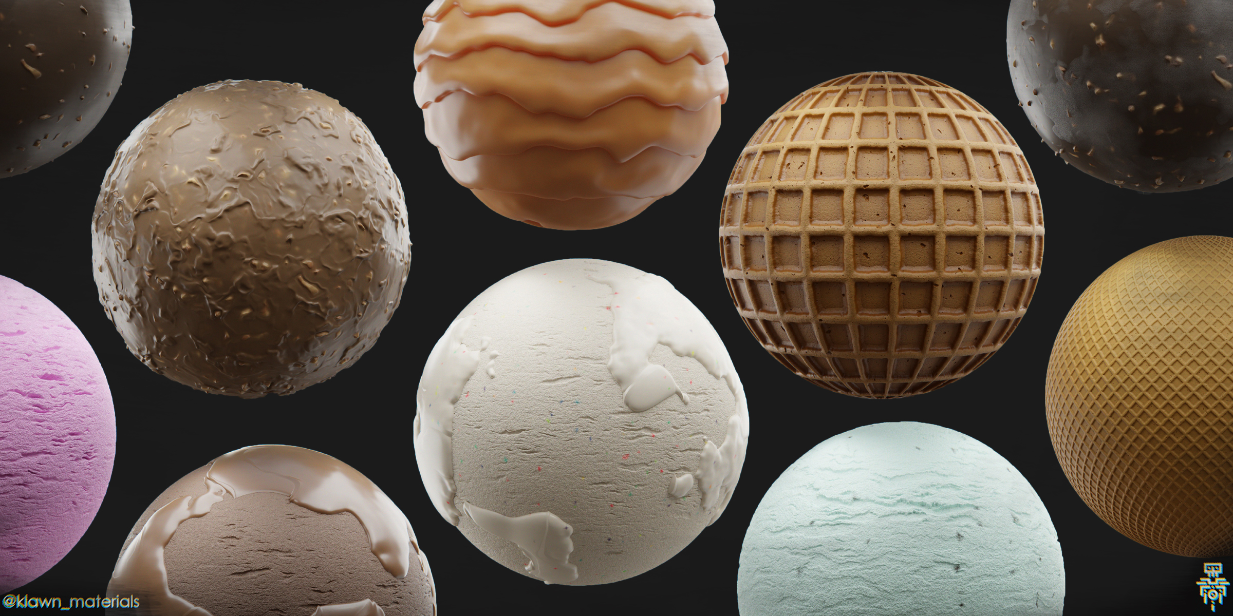 10 in 1 Procedural Ice Cream Materials - Blender Market