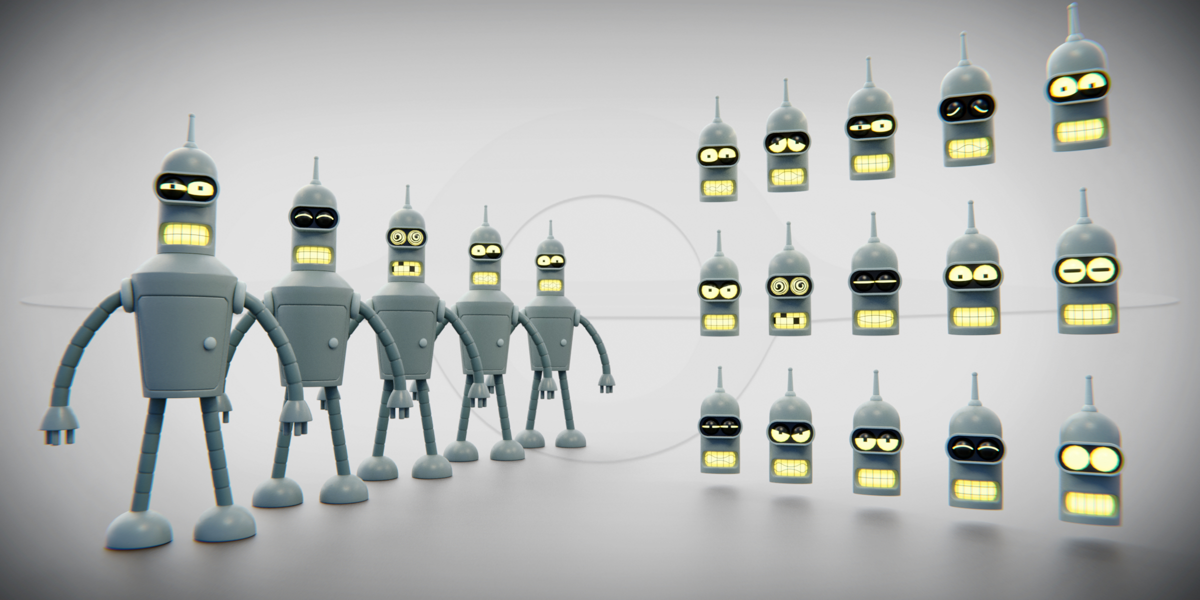Bender Rodríguez of Futurama with facial expressions and .STL - Blender ...