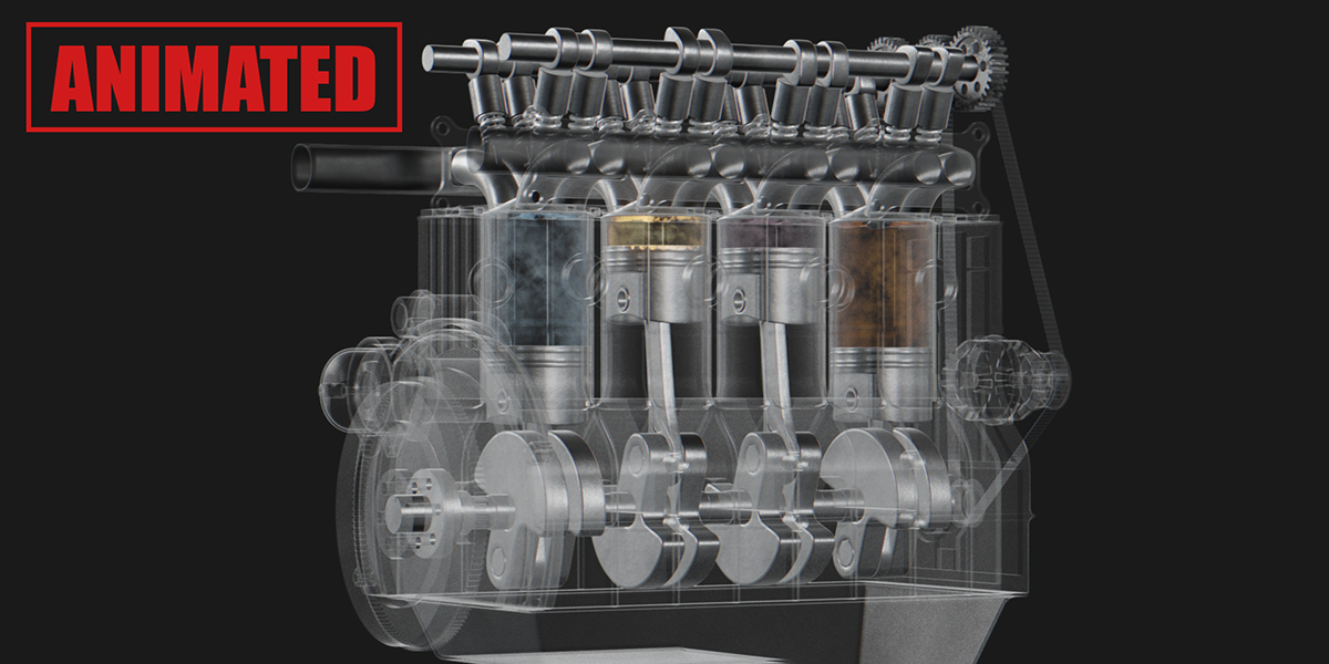 Car Engine Animated with Combustion process - Blender Market
