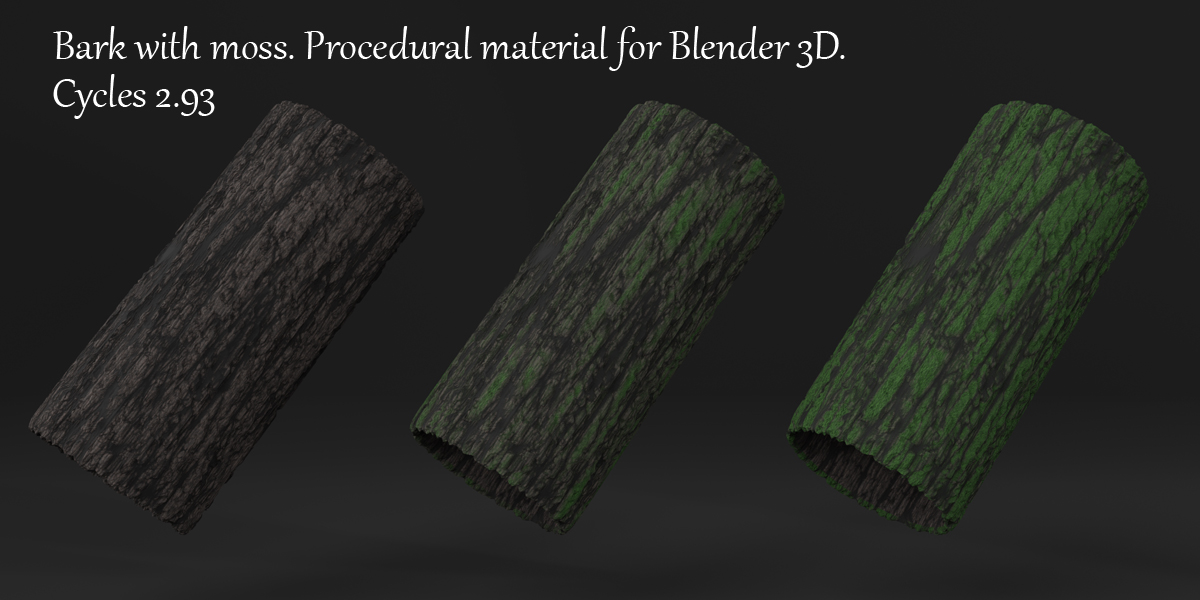 Bark with moss shader for Blender 3D. Cycles 2.93 - Blender Market