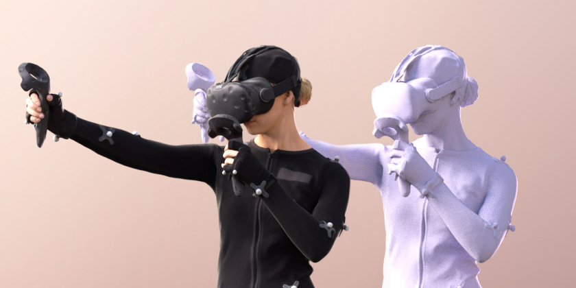 Ramona 10048 - Woman In MoCap Suit Wearing VR Headset - Blender Market