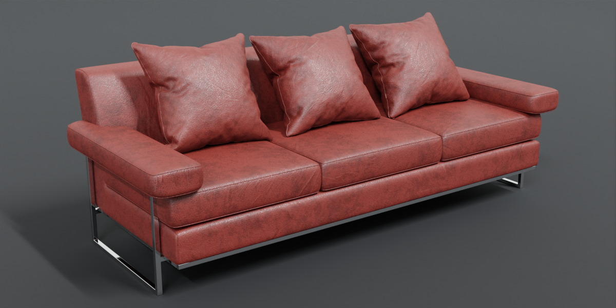 Red Leather Sofa - Blender Market