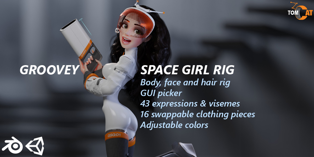 Groovy Space Girl - Rigged character for Blender and Unity - Blender Market