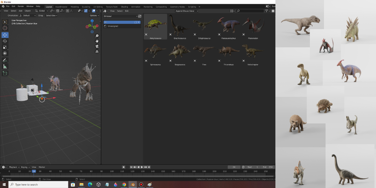 Dinosaurs Assets Browsers - Blender Market