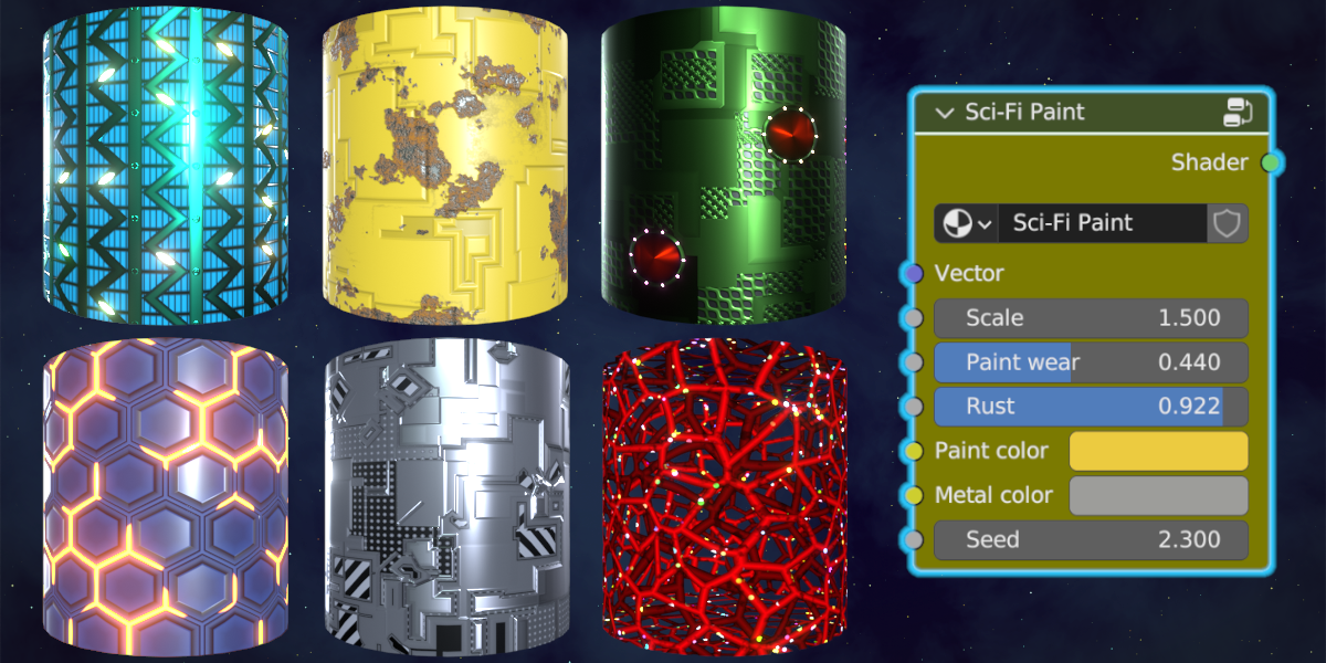 Procedural Sci-Fi Shaders - Blender Market