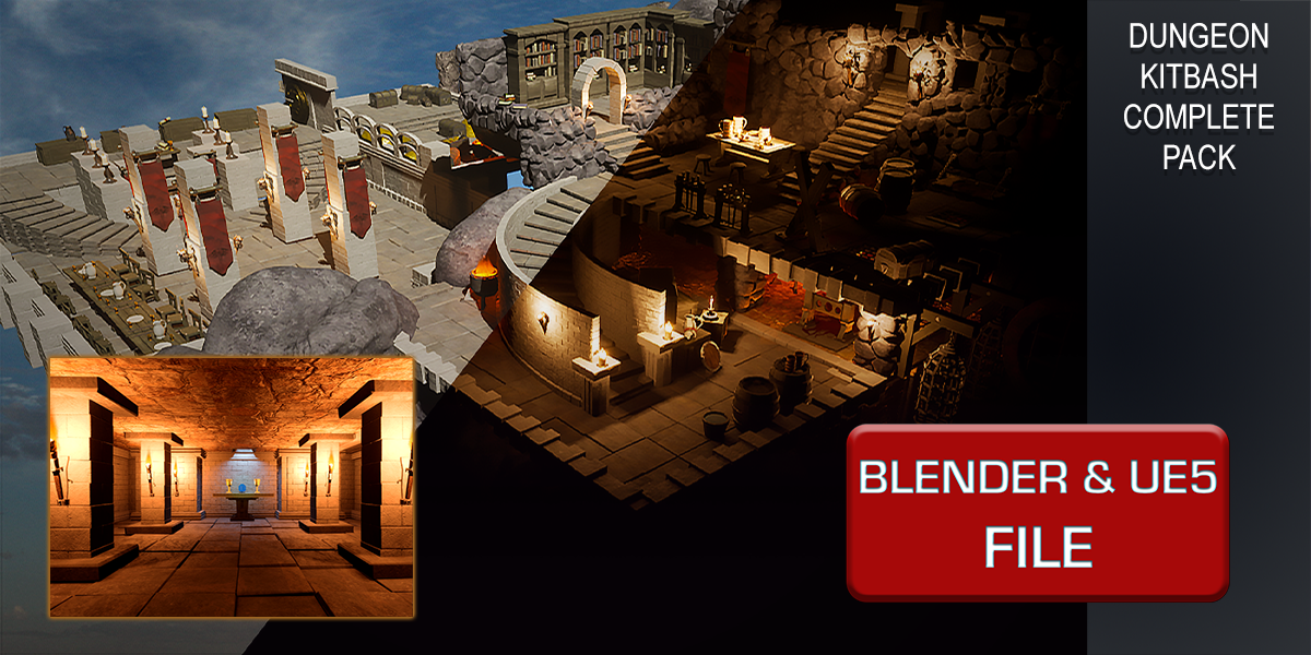125 Piece Dungeon Modular Kitbash Blender And Unreal Engine 5 Blender Market 