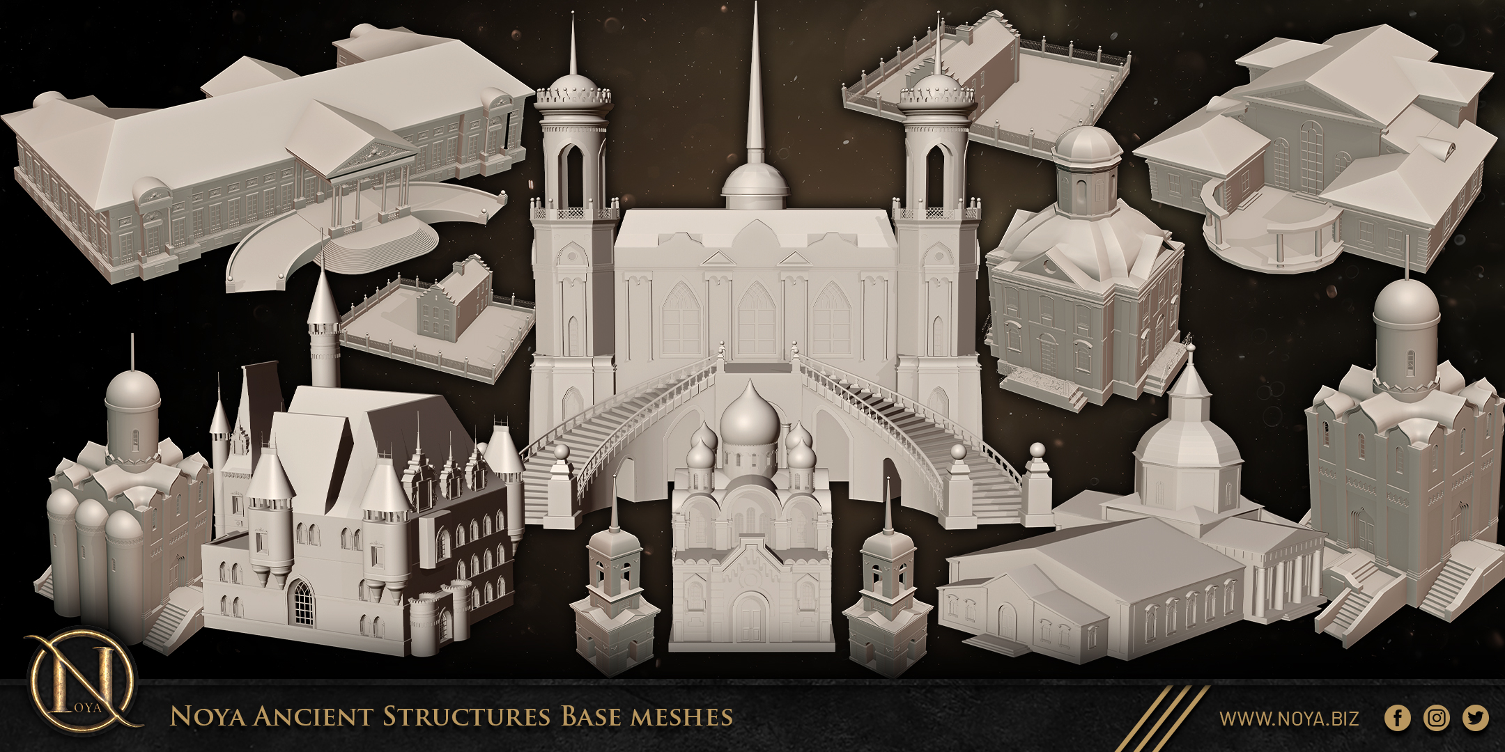 Noya Ancient Structures Base meshes - Blender Market