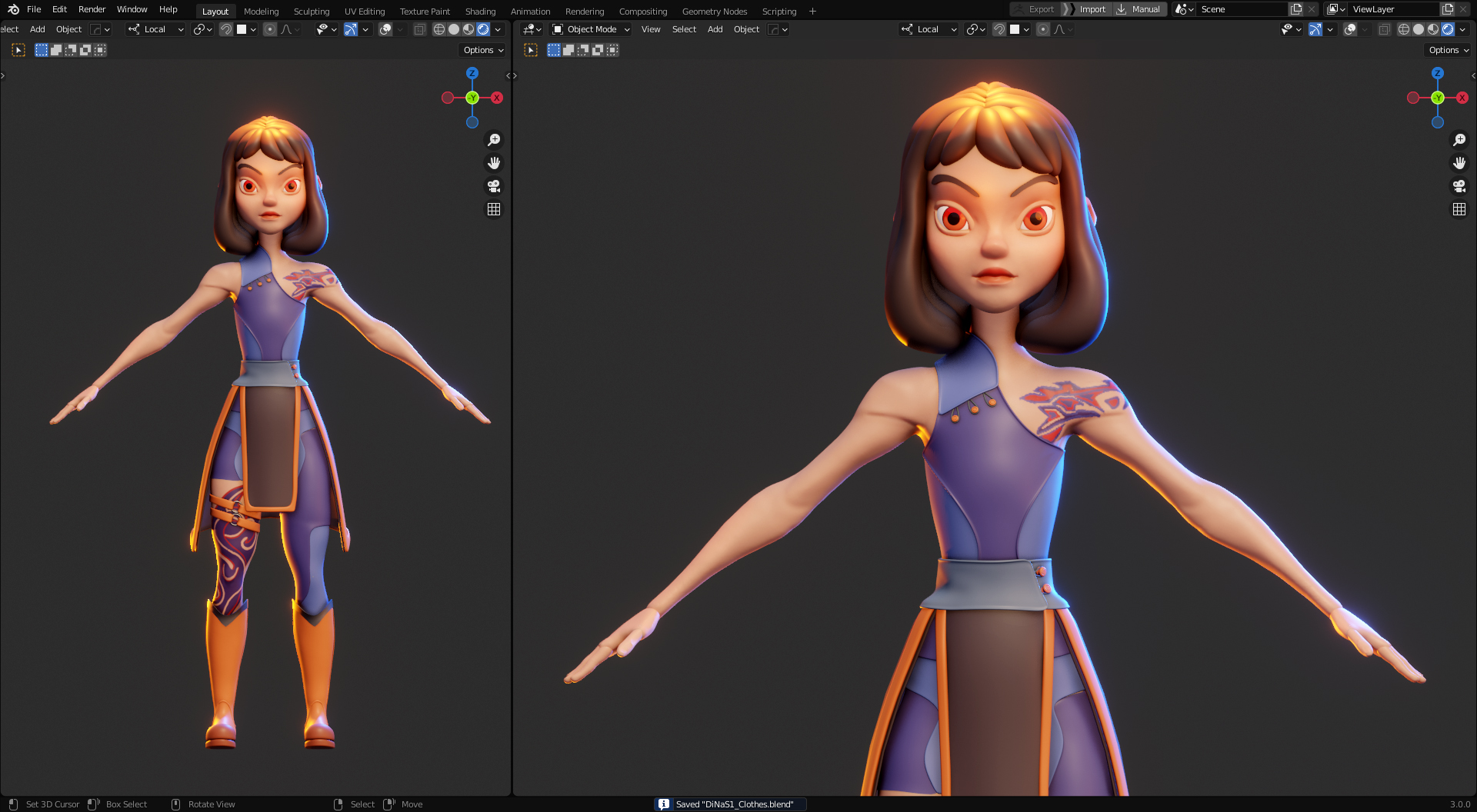 Character Basemesh - Dina Style 1 with Clothes - High Poly - Blender Market