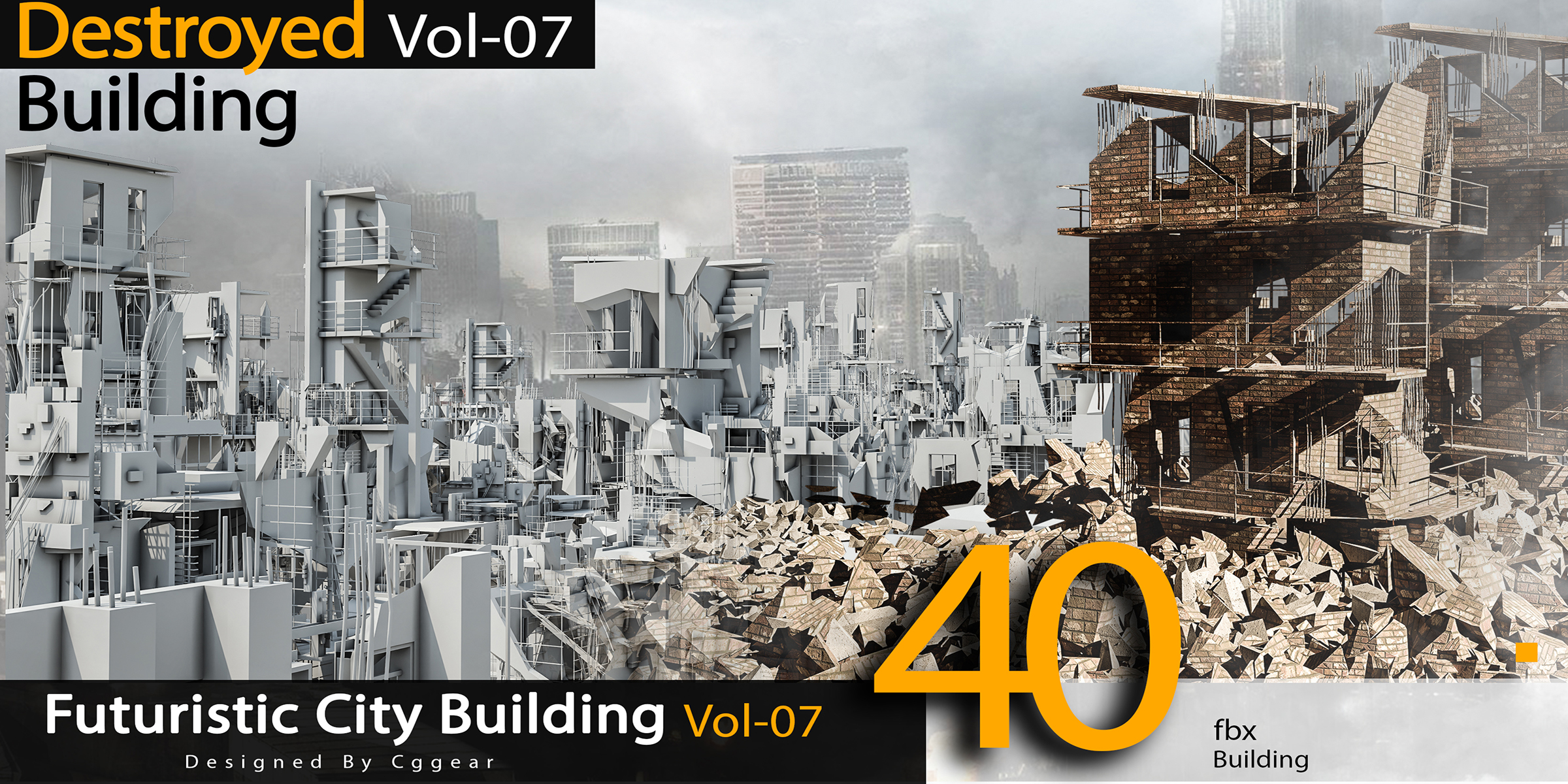 40 Destroyed Building Vol 07 - Blender Market