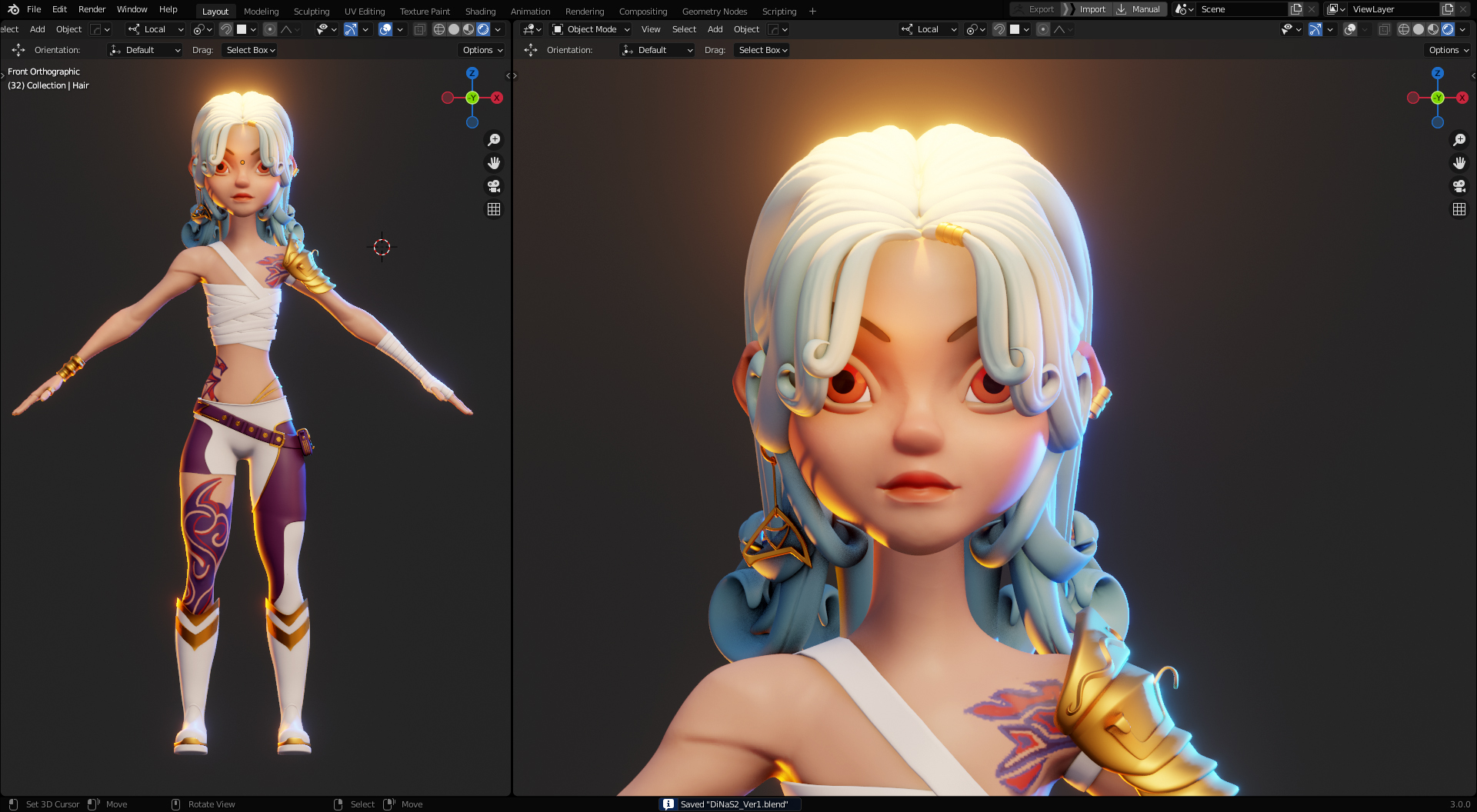 Character Basemesh - Dina Style 2 with Clothes - High Poly - Blender Market