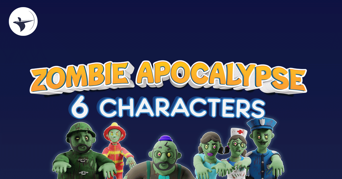 6 Cartoon Zombie APOCALYPSE Characters with Rig and Blendshapes Pack ...
