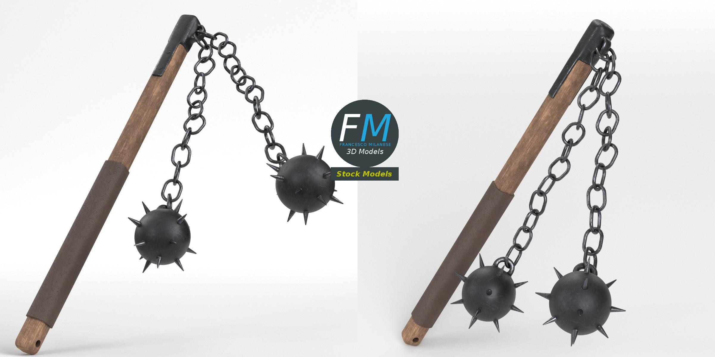 Twin ball flail medieval weapon - Blender Market
