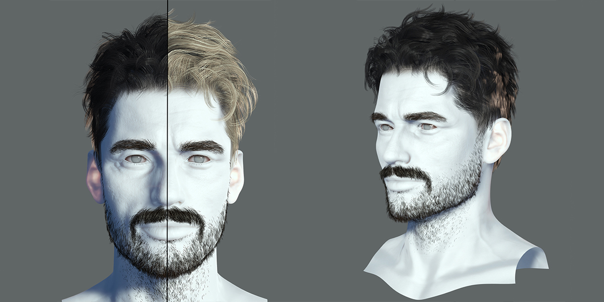 Realistic Hair Beard brows mustache Low-poly - Blender Market