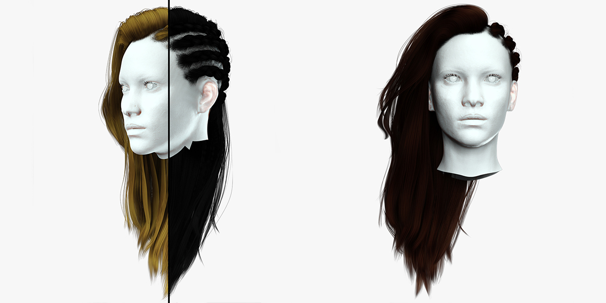Realistic Female hair game cards Low-poly - Blender Market