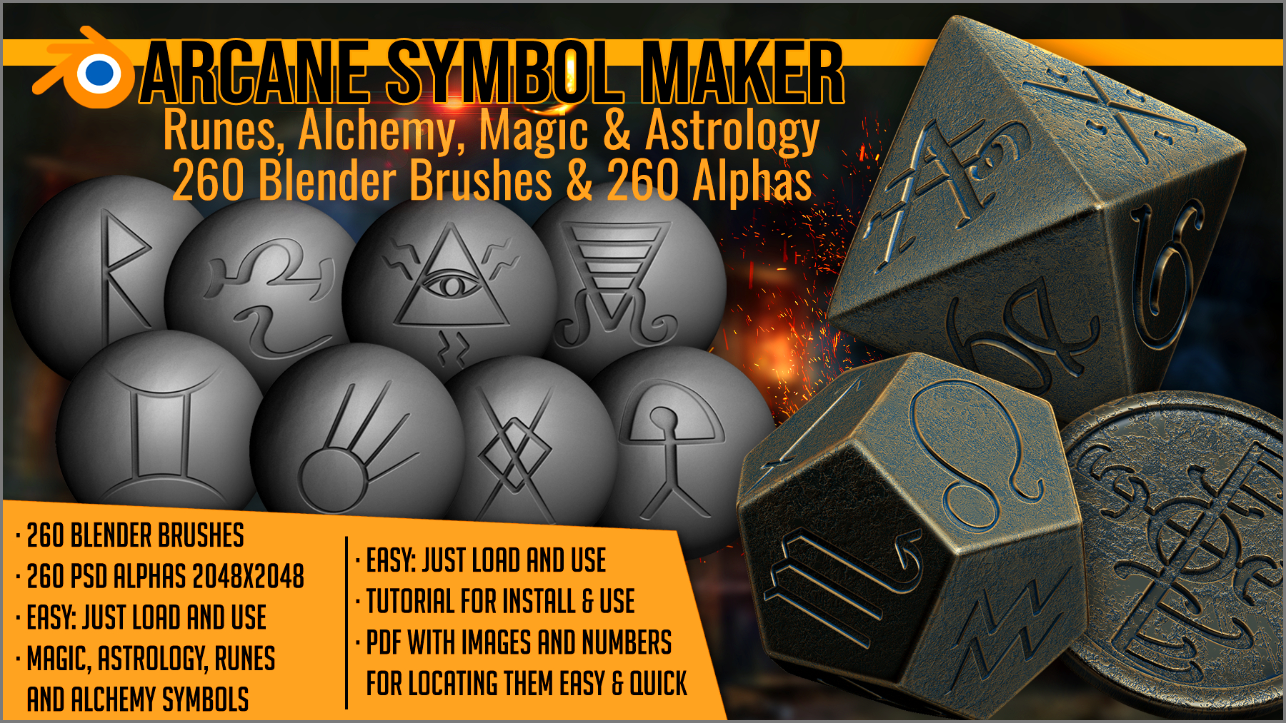 Arcane Symbols Maker for Blender 260 brushes and 260 alphas - Blender ...