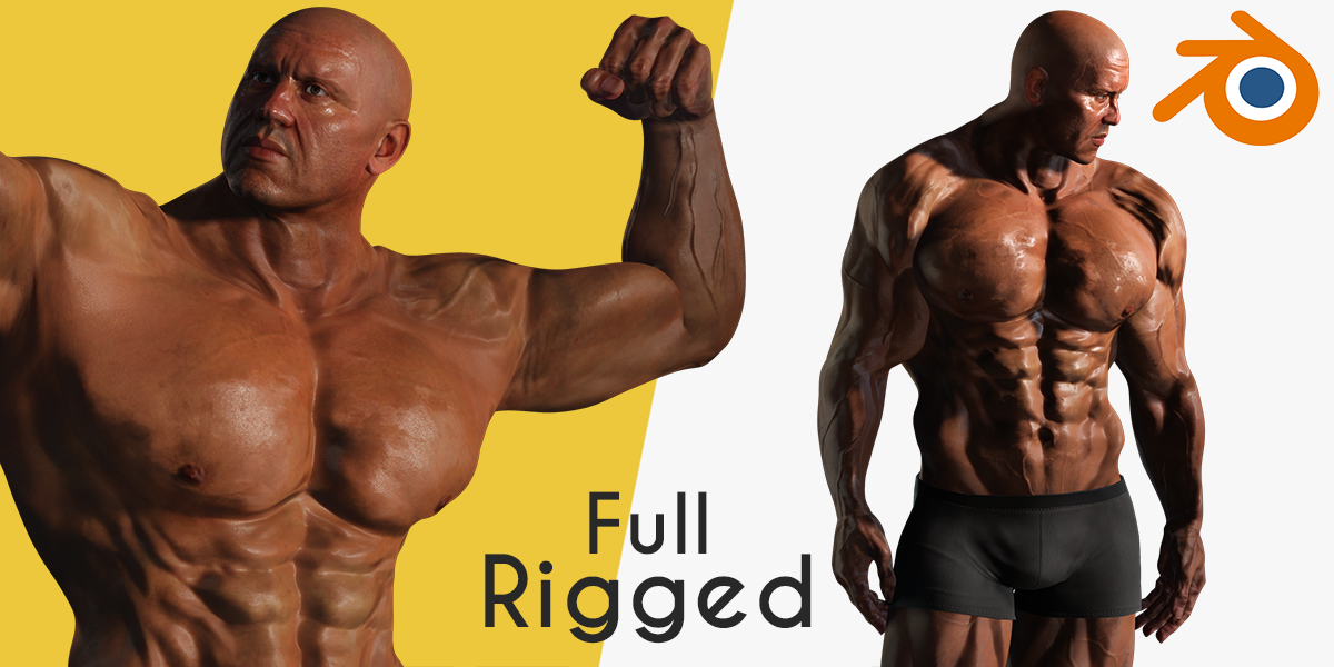 Realistic Male Bodybuilder 3D - Blender Market