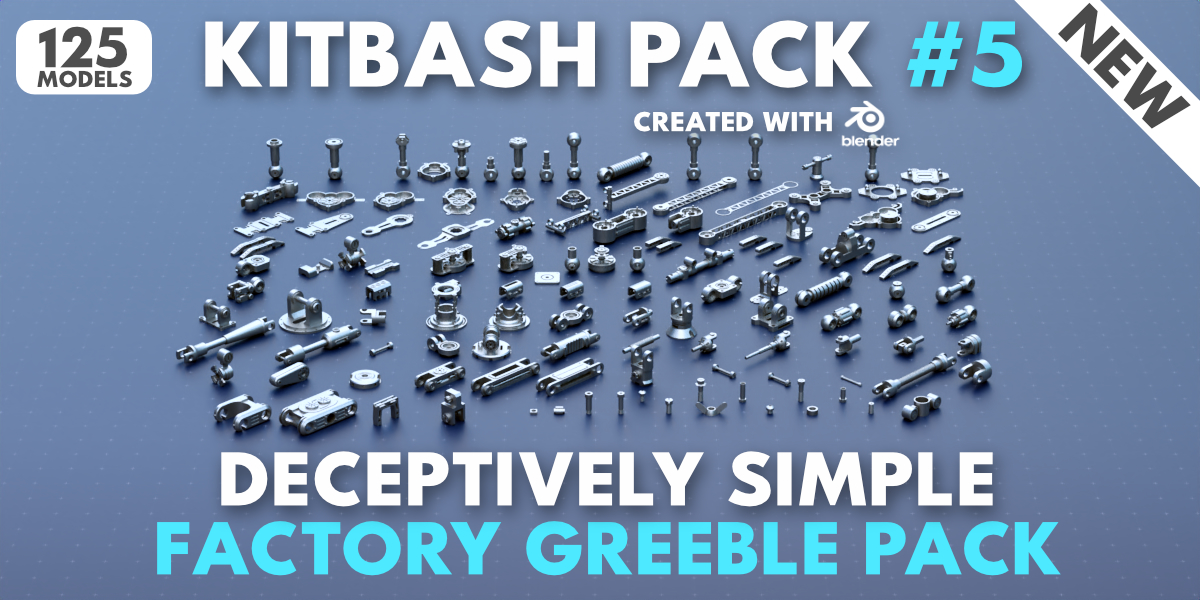 Factory Greeble Kitbash Pack #5 //125 Models - Blender Market