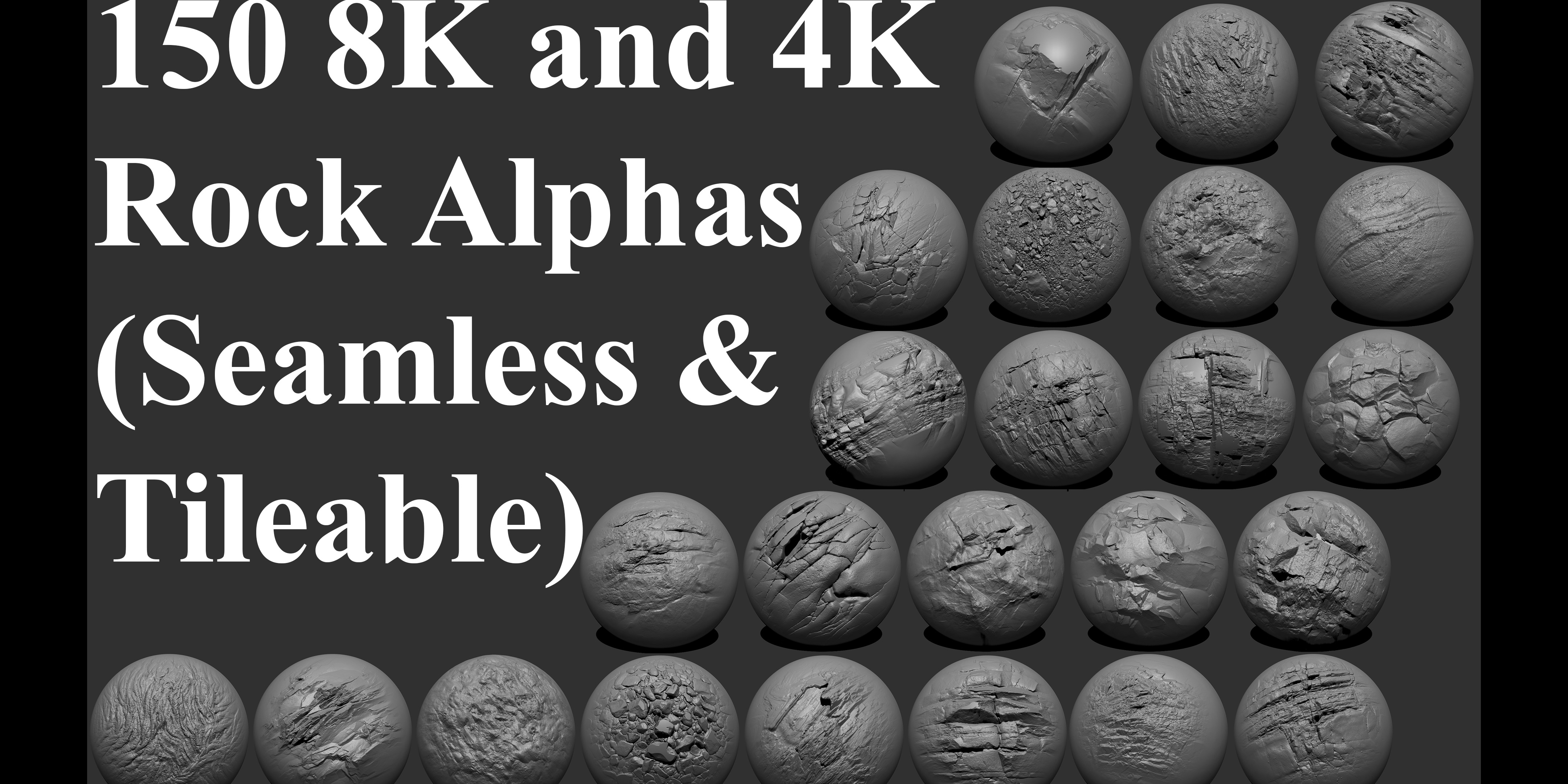 150 8K and 4K Rock Alphas (Seamless & Tileable) - Blender Market