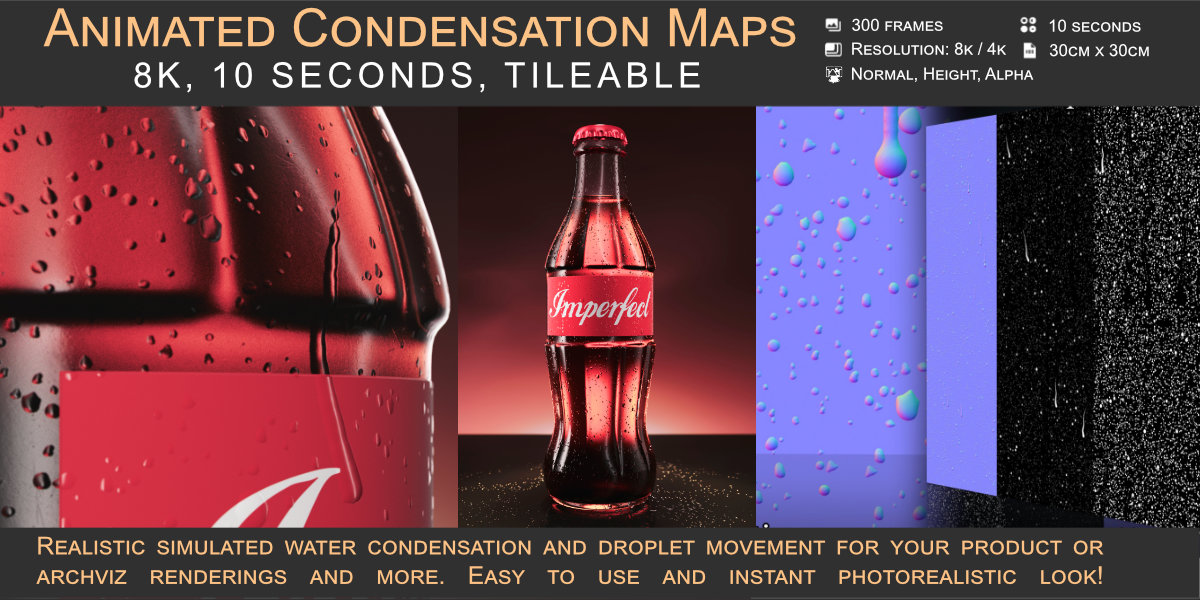 Animated condensation texture maps - 8k, 10 seconds, tileable - Blender Market