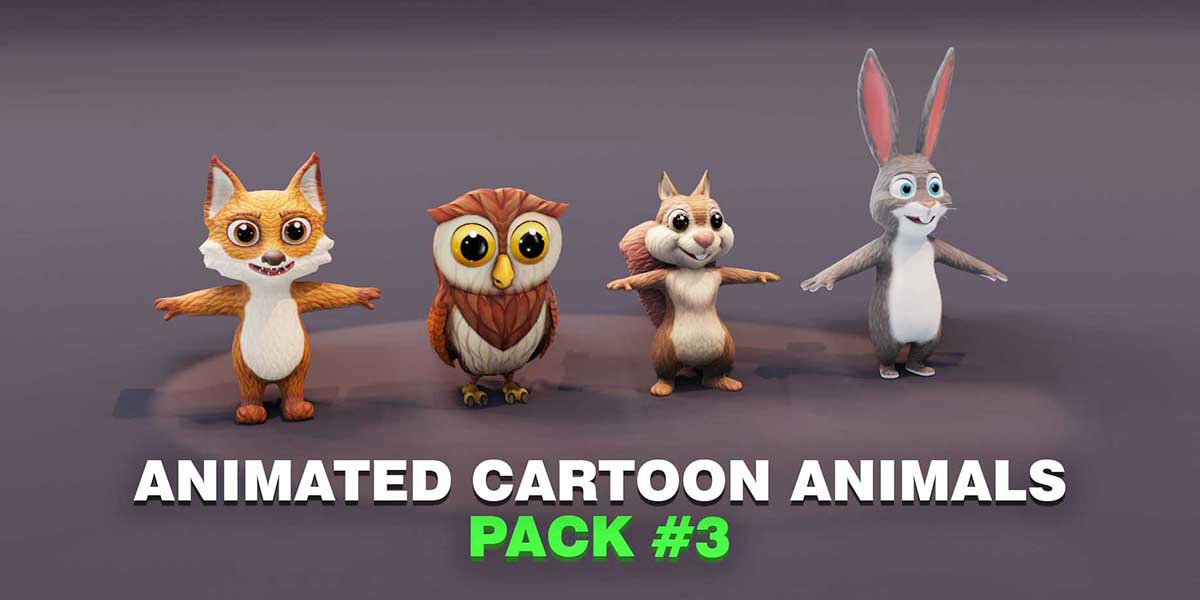 Animated Cartoon Animals 3D Models Pack #3 - Blender Market