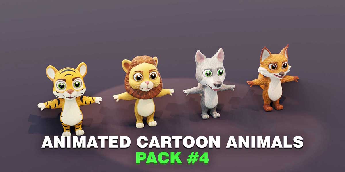 Animated Cartoon Animals 3D Models Pack #4 - Blender Market