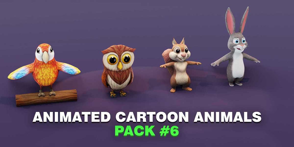 Animated Cartoon Animals 3D Models Pack #6 - Blender Market