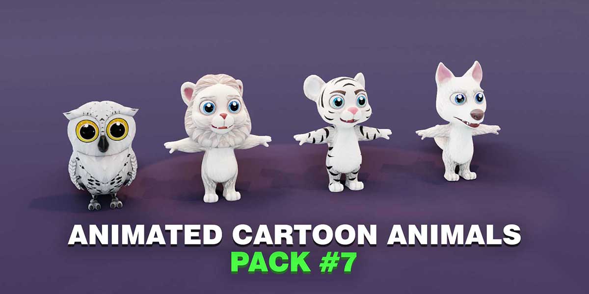Animated Cartoon Animals 3D Models Pack #7 - Blender Market