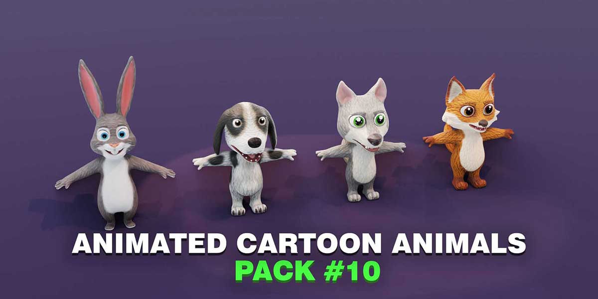 Animated Cartoon Animals 3D Models Pack #10 - Blender Market