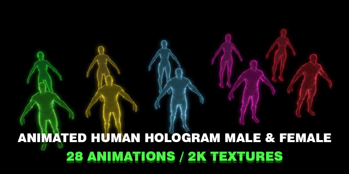 Animated Human Hologram Male and Female 3D Model 28 Animations ...