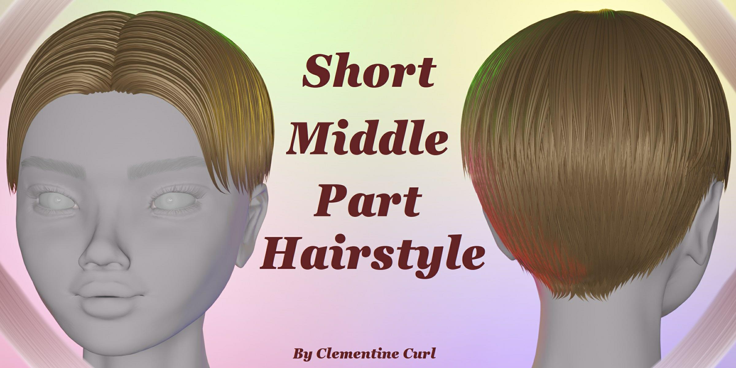 Short Middle Part Hairstyle - Blender Market