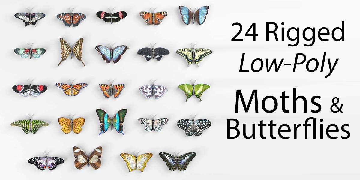 Butterflies Collection - 24 Rigged Low-Poly Butterfly Models - Blender ...