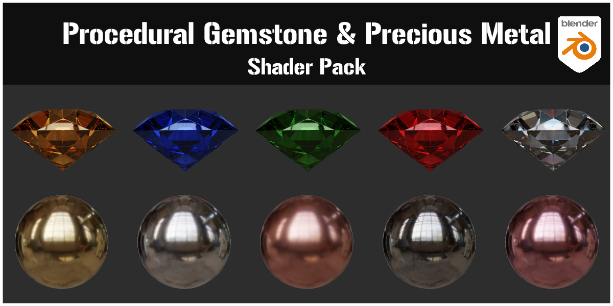 Procedural Gemstone & Precious Metal Shader Pack - Blender Market